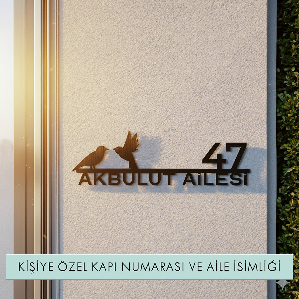 Kuş Figürlü Kişiselleştirilebilir Adres Tabelası – morimora.com
