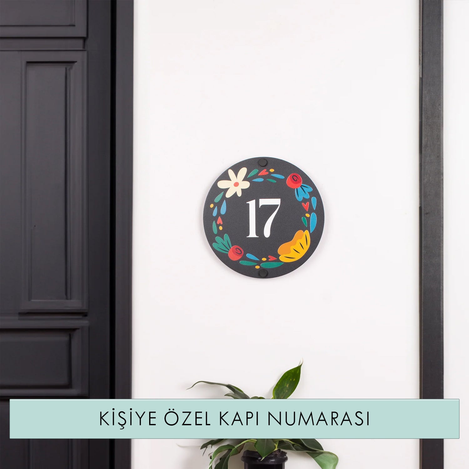 Kişiye Özel Çiçekli Metal Kapı Numarası – morimora.com