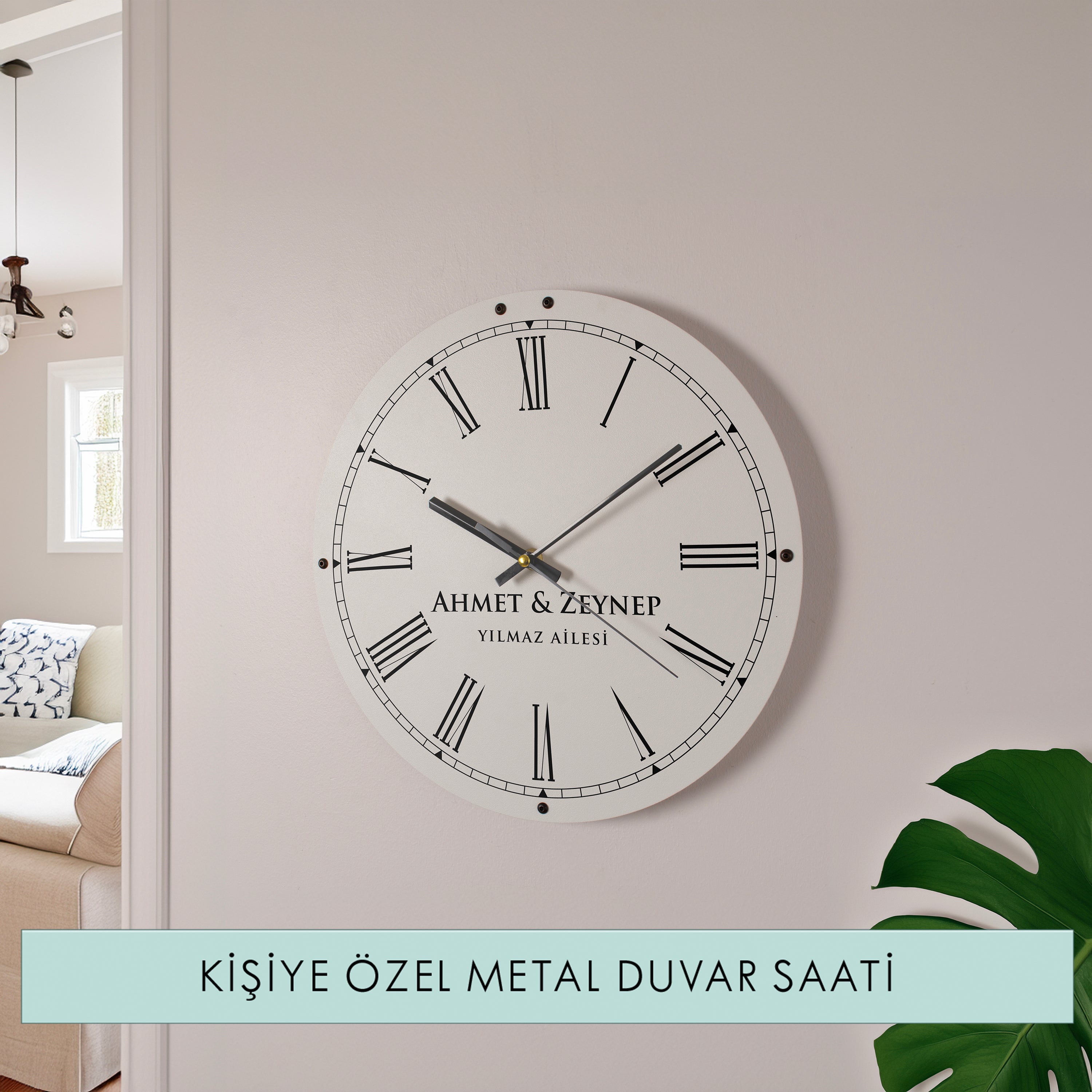 Kişiye Özel Aile İsimli Metal Duvar Saati – morimora.com