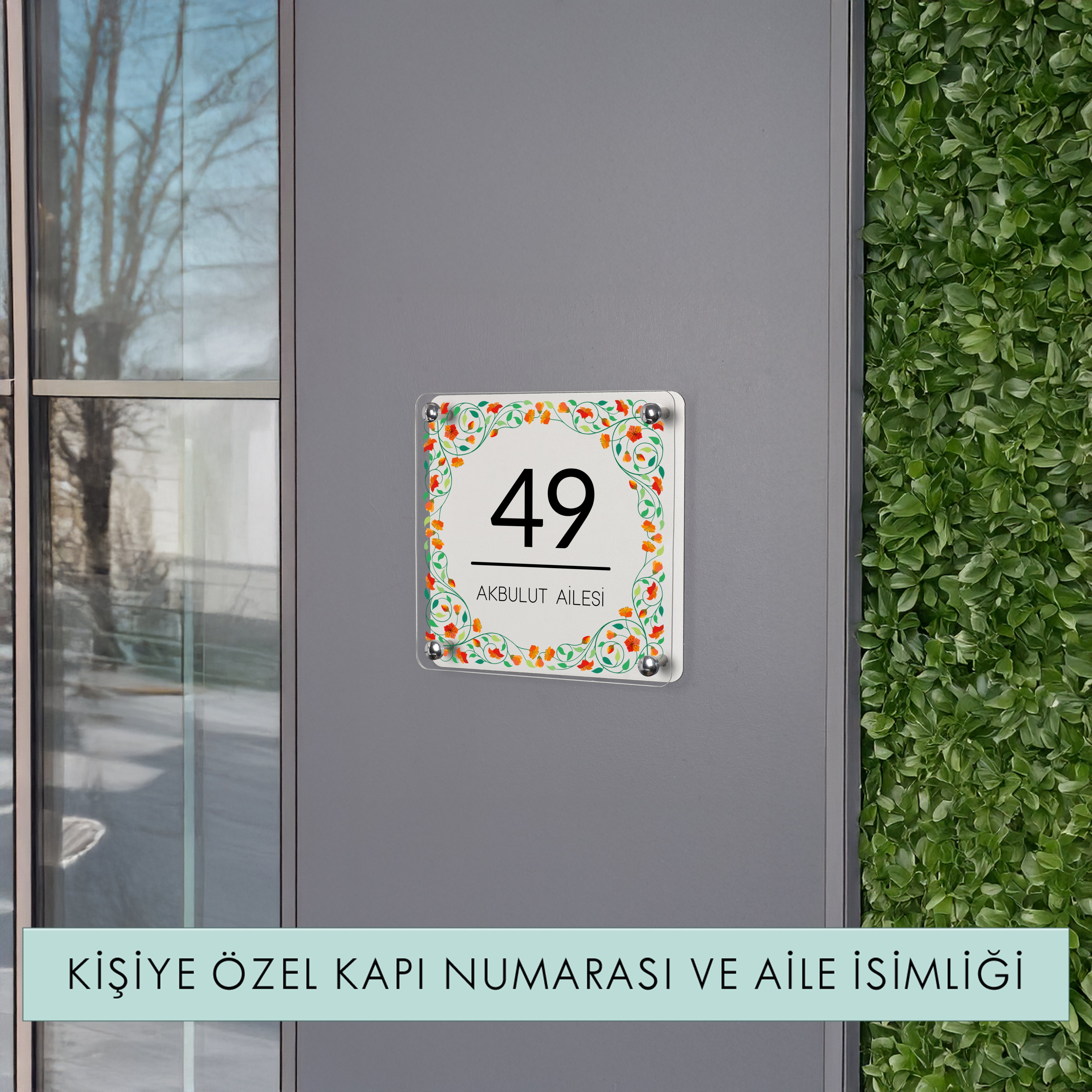 Kişiye Özel Sarmaşık Temalı Kapı Numarası ve İsimlik – morimora.com